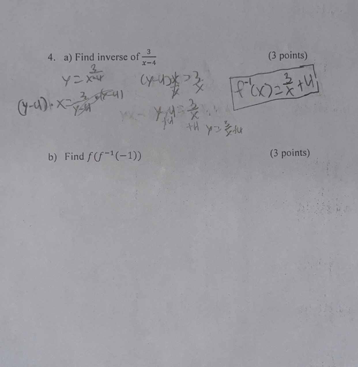 Solved b) ﻿Find f(f-1(-1))FIND PART B BASED OFF OF A PLSS | Chegg.com