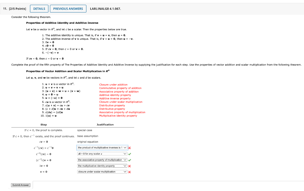 Solved Options: The distributive property, closure under | Chegg.com