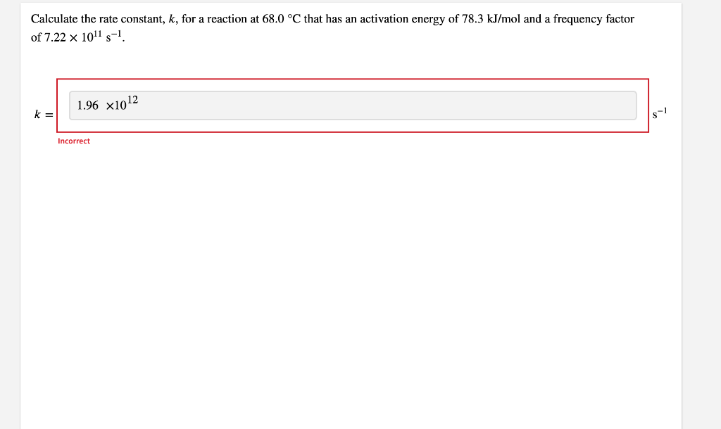 Solved Calculate the rate constant, k, for a reaction at | Chegg.com