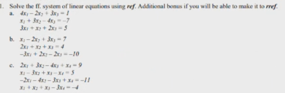 Solved 1. Solve the ff. system of linear equations using | Chegg.com