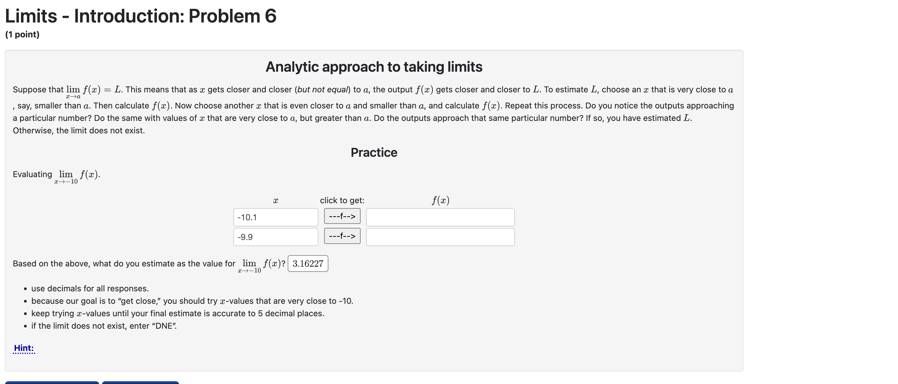 Analytic approach to taking limits Suppose that | Chegg.com