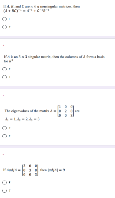 Solved If A, B, and are n x n nonsingular matrices, then (A | Chegg.com