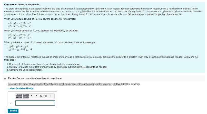 Solved Overview of Order of Magnitude The order of magnitude | Chegg.com