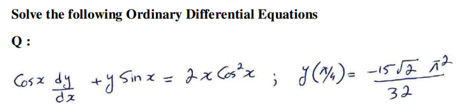 Solved Solve the following Ordinary Differential Equations | Chegg.com