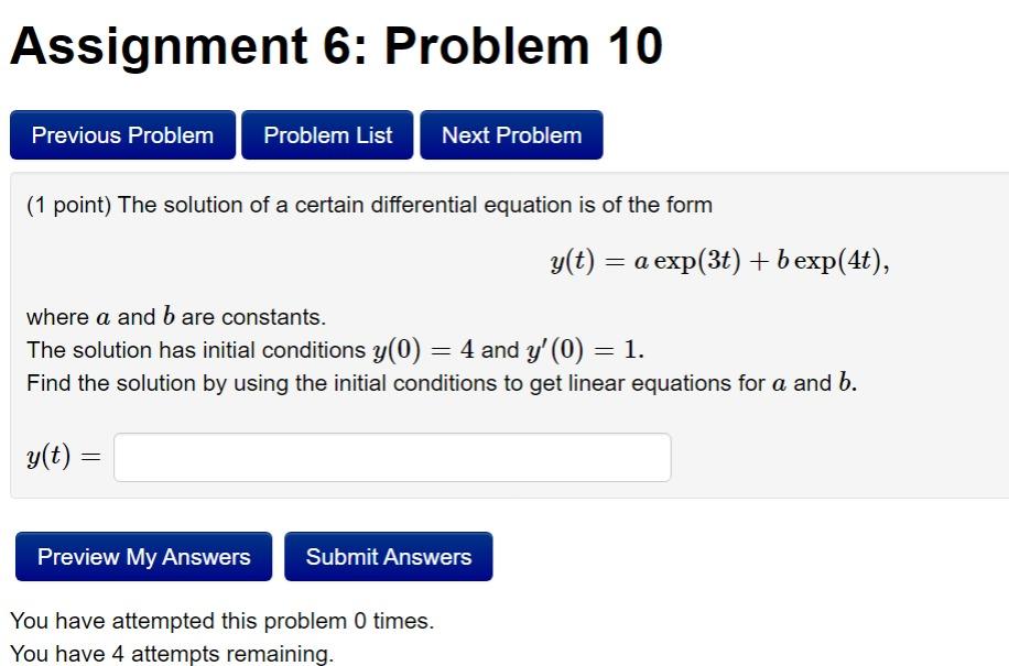 Solved Assignment 6: Problem 10 Previous Problem Problem | Chegg.com