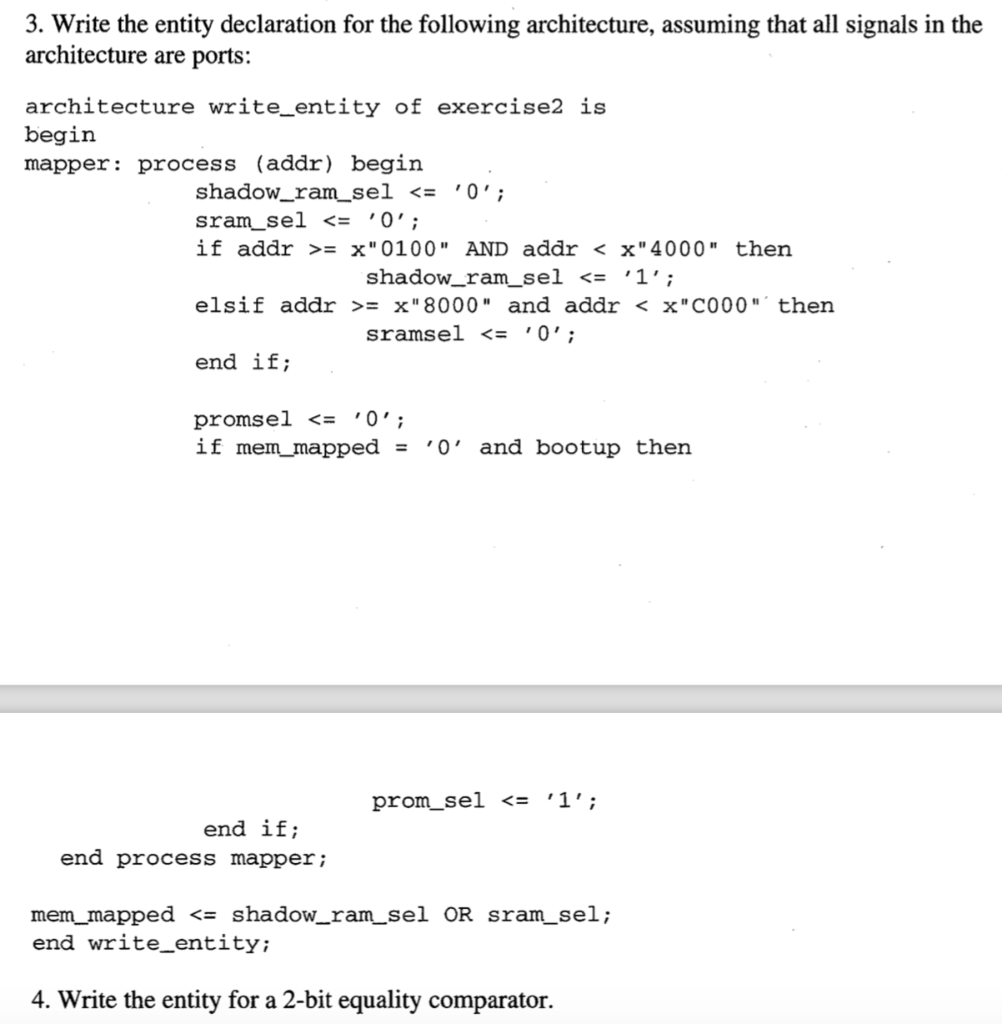 3. Write the entity declaration for the following | Chegg.com
