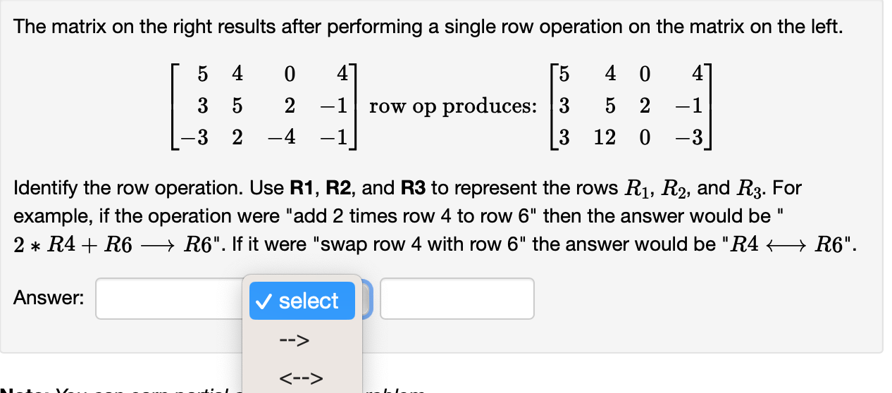 Solved The matrix on the right results after performing a | Chegg.com