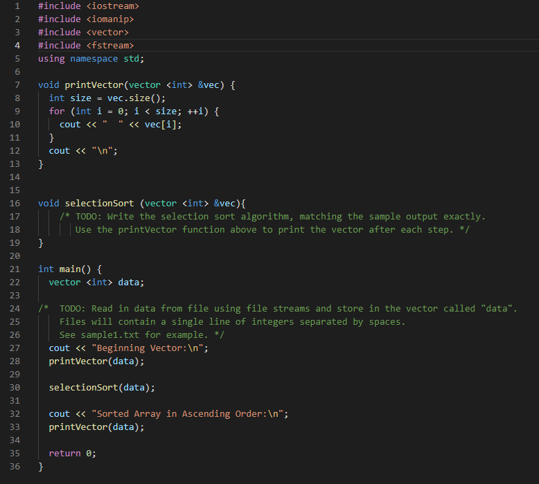 Solved Lab 06: Selection Sort Due No Due Date Points 100 | Chegg.com