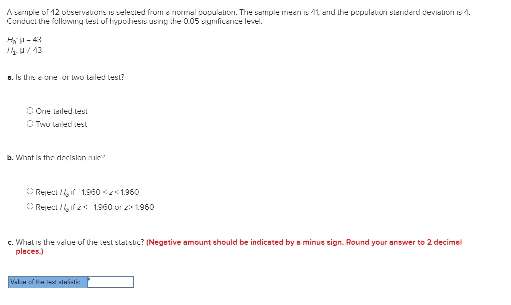Solved A sample of 42 observations is selected from a normal | Chegg.com