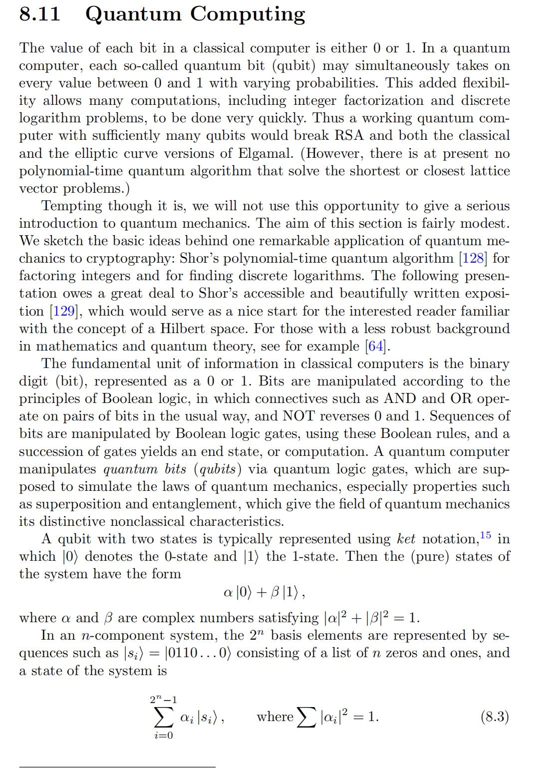 Solved 8.11 Quantum Computing The value of each bit in a | Chegg.com