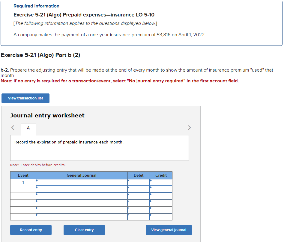Solved Required information Exercise 5-21 (Algo) Prepaid | Chegg.com Solved Required information Exercise 5-21 (Algo) Prepaid | Chegg.com