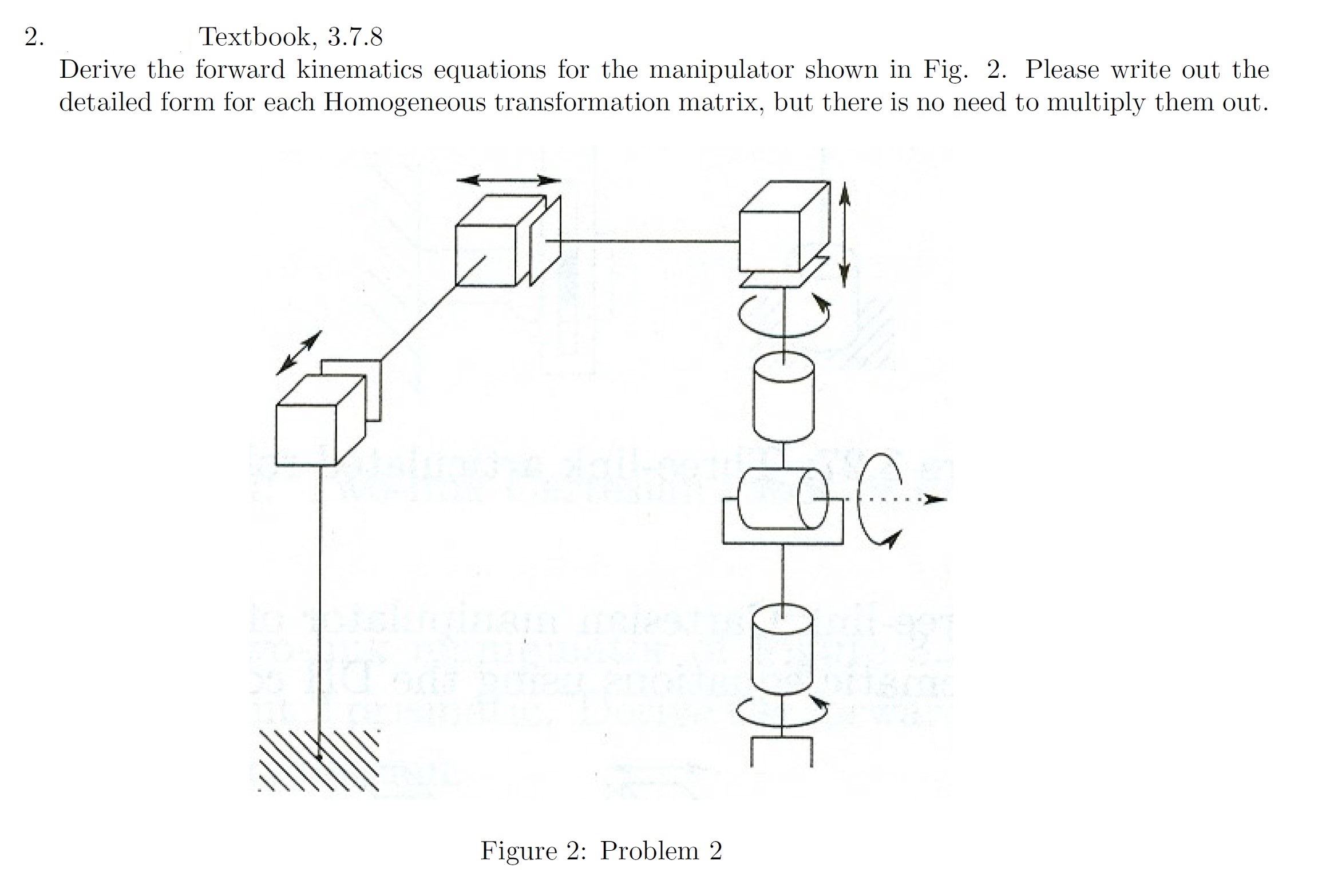 Solved 2. Textbook, 3.7.8 Derive the forward kinematics | Chegg.com