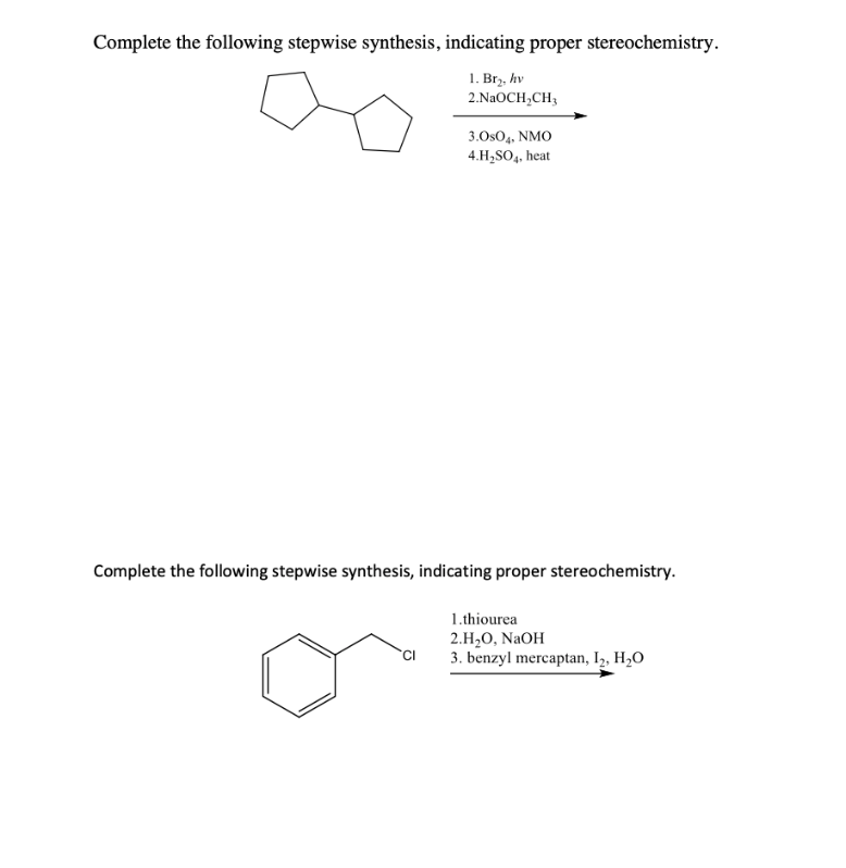 Solved Complete the following stepwise synthesis, indicating | Chegg.com