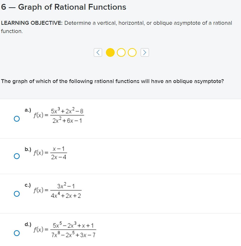 Solved 6 – Graph of Rational Functions LEARNING OBJECTIVE: | Chegg.com