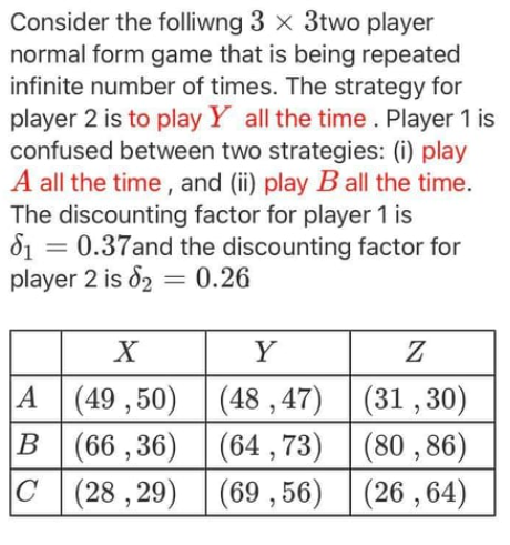 Solved Consider the folliwng 3 x 3two player normal form | Chegg.com