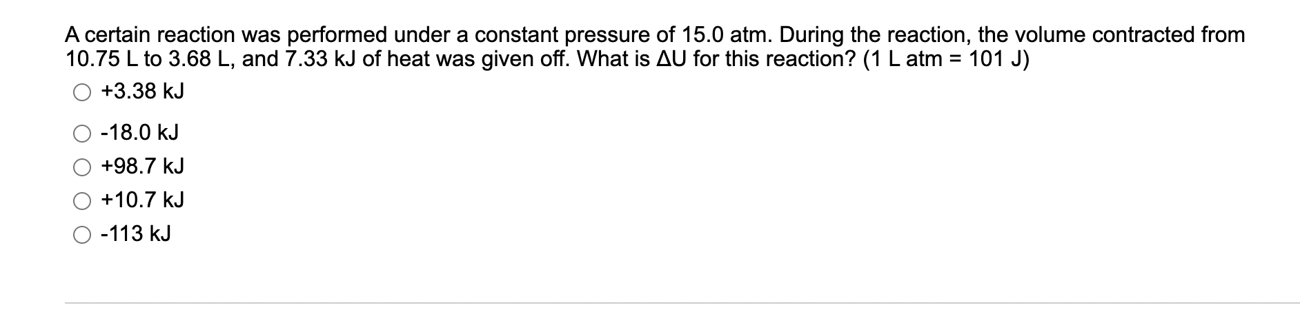 Solved What is the value of ΔU for a system that performs | Chegg.com