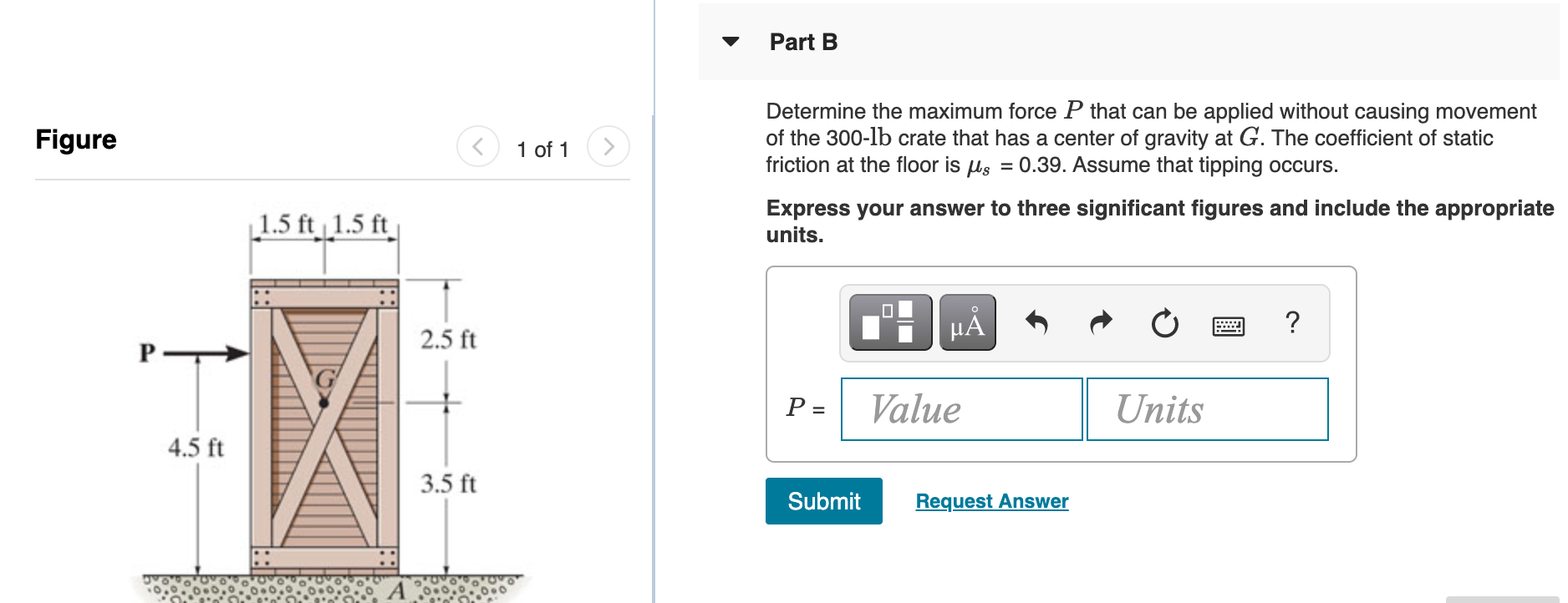 Solved Part B Figure 1 Of 1 Determine The Maximum Force P