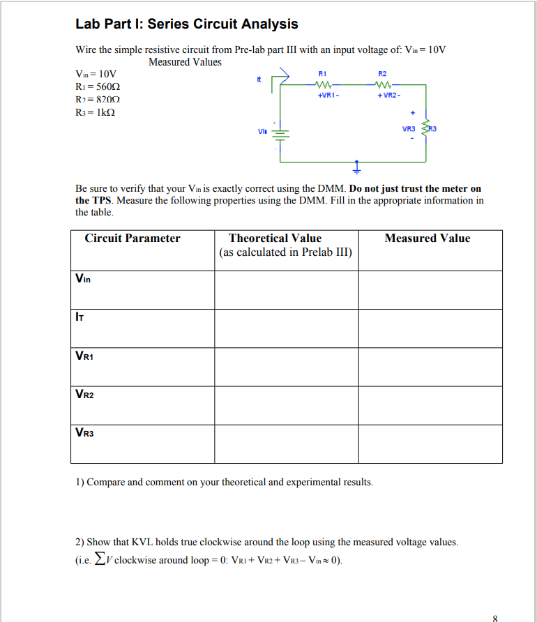 Solved Lab Part I: Series Circuit Analysis Wire the simple | Chegg.com