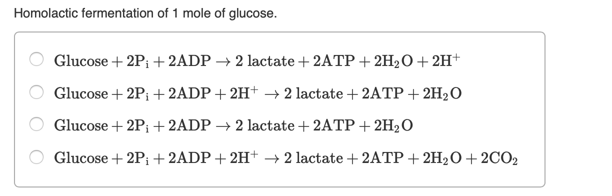 Solved Homolactic fermentation of 1 mole of glucose. Glucose | Chegg.com