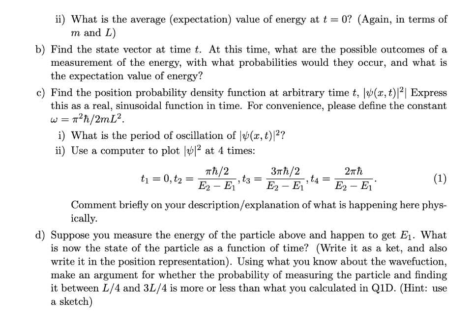 1. [Total: 30pts] A particle (mass m ) is in an | Chegg.com