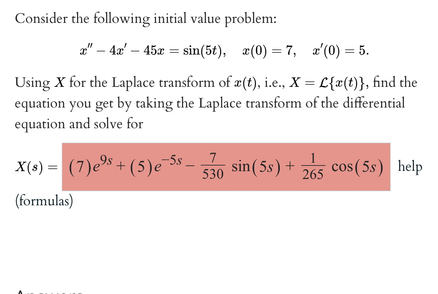 Solved Consider The Following Initial Value Problem