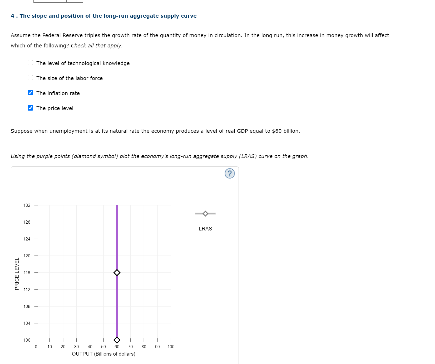 Solved 4. The slope and position of the long-run aggregate | Chegg.com