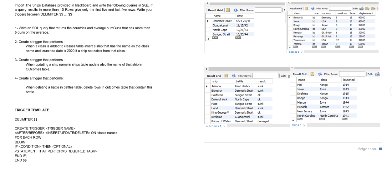 Import The Ships Database provided in blackboard and | Chegg.com