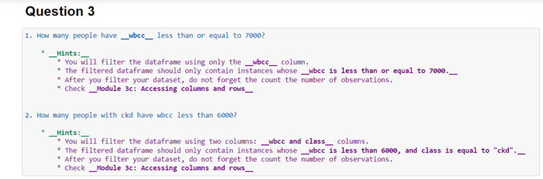 Solved Question 3 1. How many people have _wbcc_ less than | Chegg.com
