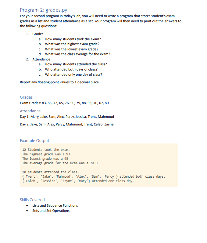 Solved Program 2: grades. py For your second program in | Chegg.com