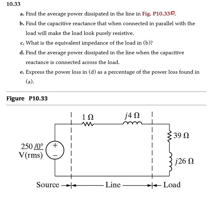 Solved 10.33a. ﻿Find the average power dissipated in the | Chegg.com