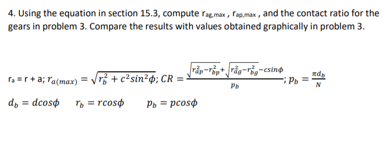 Solved The values from Number 3: pitch circle diameter of | Chegg.com