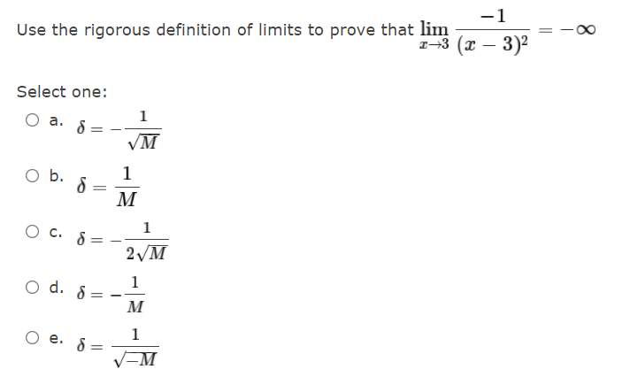 Solved -1 Use the rigorous definition of limits to prove | Chegg.com