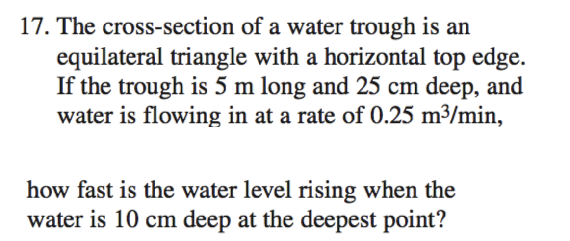 Solved 17. The cross-section of a water trough is an | Chegg.com