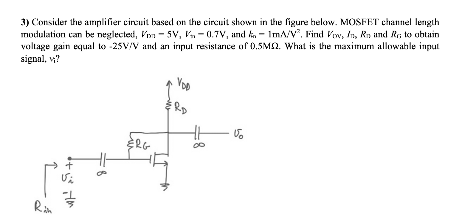 Solved 3) Consider the amplifier circuit based on the | Chegg.com