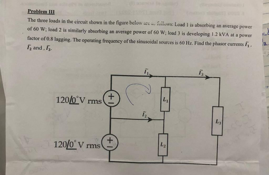 Solved Problem III The three loads in the circuit shown in | Chegg.com