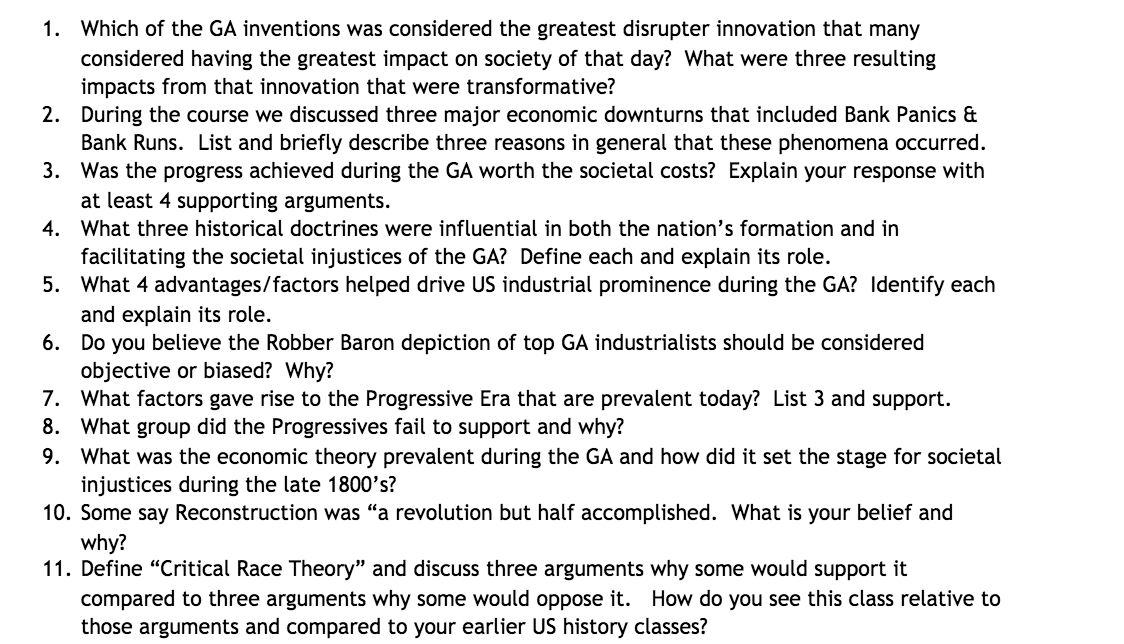 1. Which of the GA inventions was considered the | Chegg.com