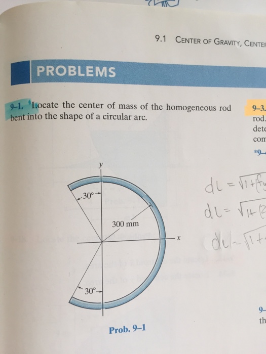 Solved 9.1 CENTER OF GRAVITY, CENTER PROBLEMS 0-1. 'Locate | Chegg.com