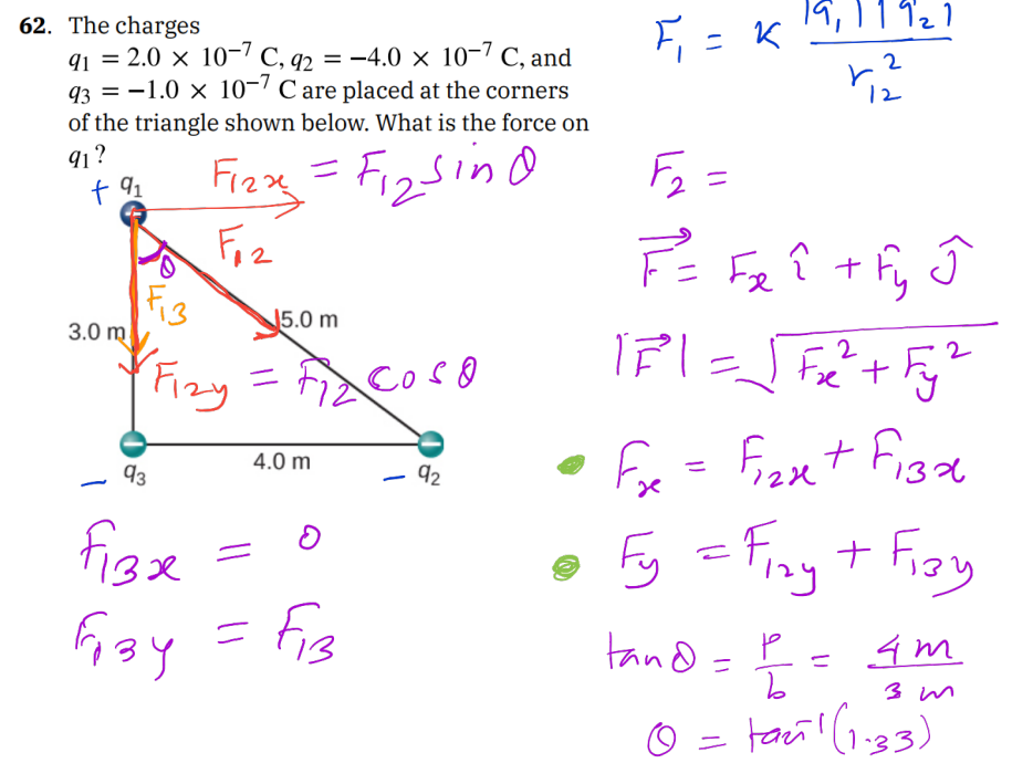 Solved The Charges Q1 2 0×10−7c Q2 −4 0×10−7c And
