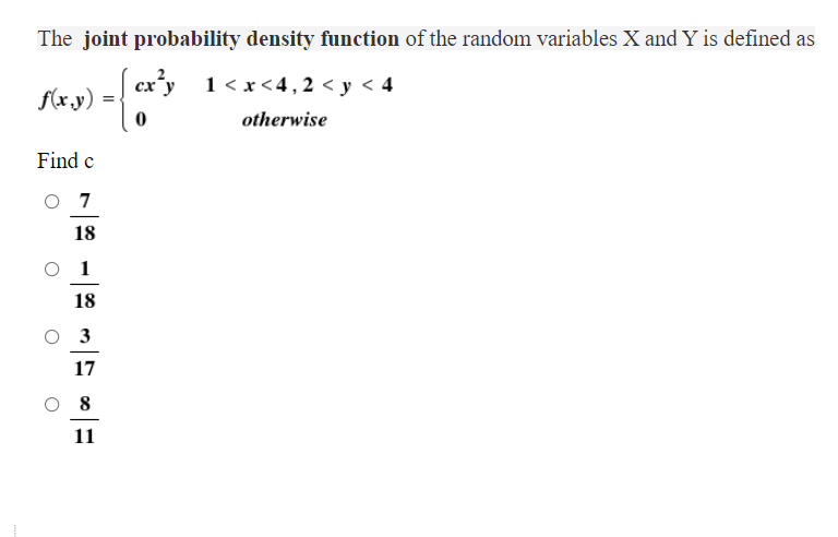 Solved The joint probability density function of the random | Chegg.com