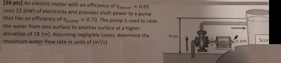 Solved (20 pts) An electric motor with an efficiency of | Chegg.com