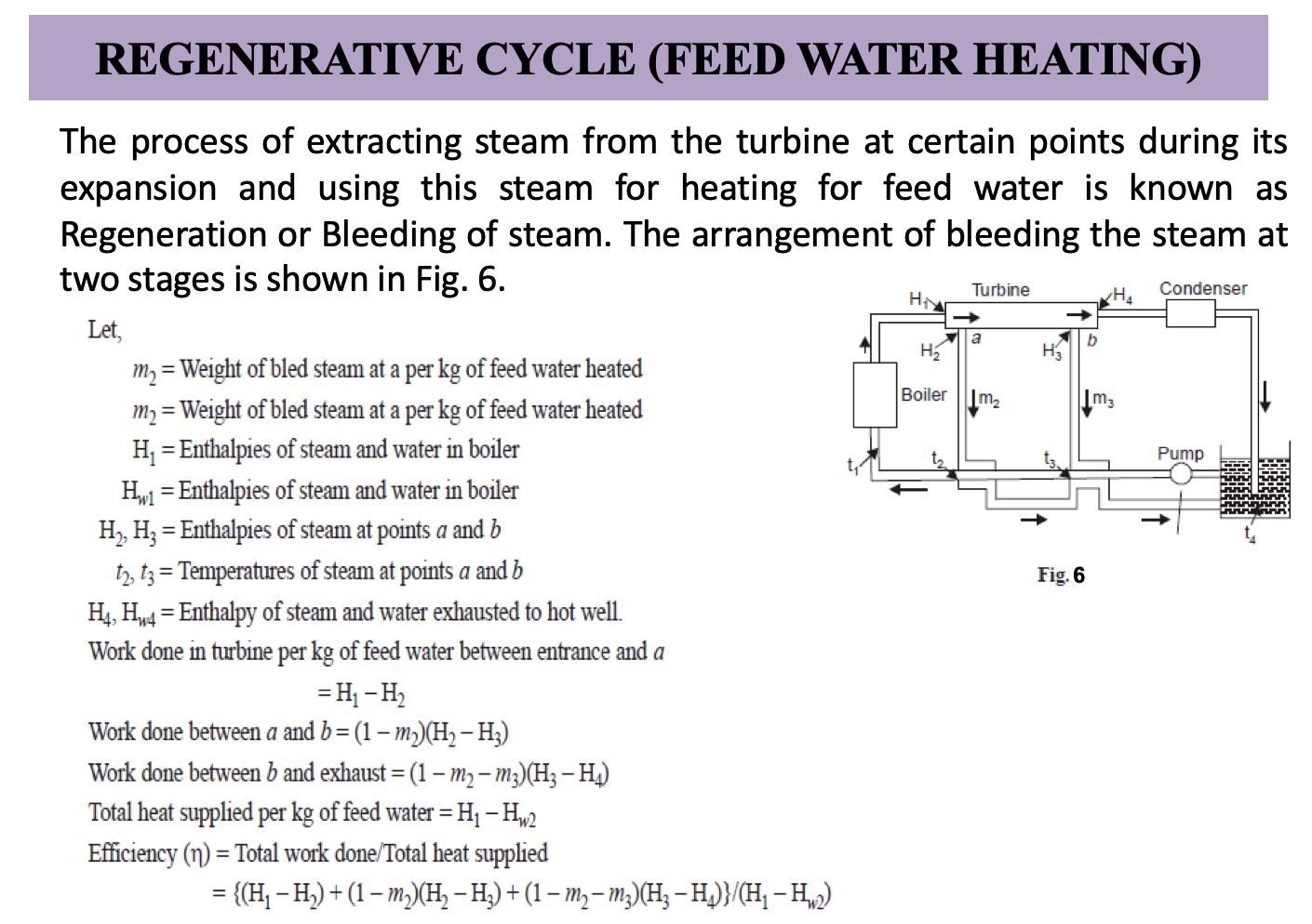 Solved REGENERATIVE CYCLE (FEED WATER HEATING) Turbine | Chegg.com