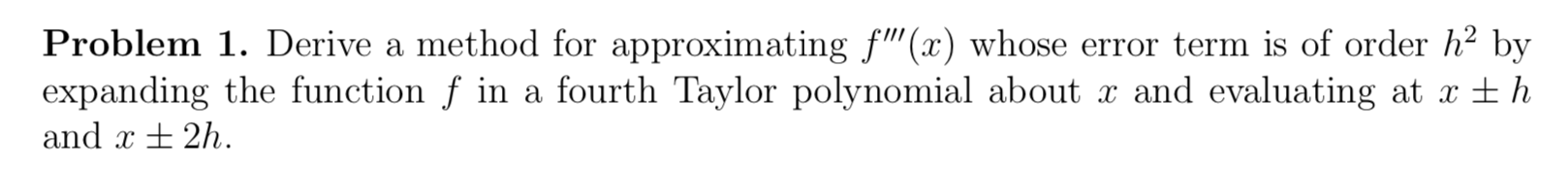 Solved Problem 1. Derive a method for approximating f" (x) | Chegg.com