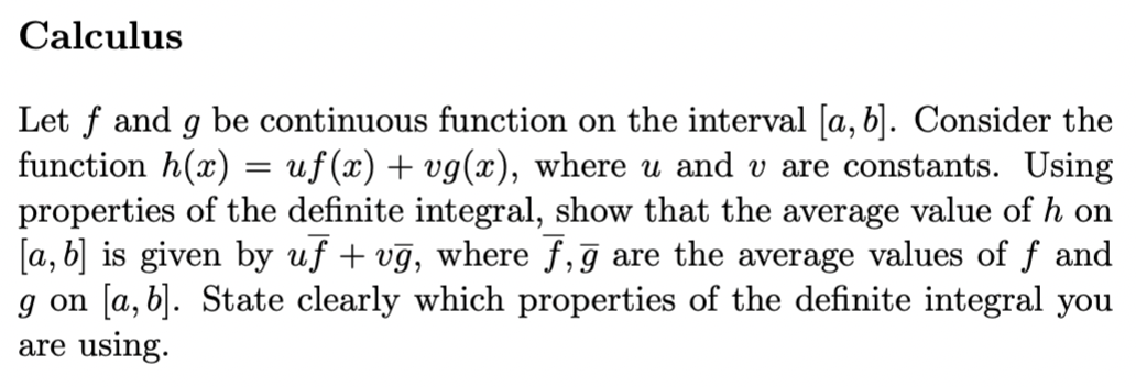 Solved Calculus Let f and g be continuous function on the | Chegg.com