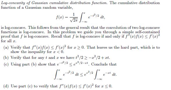 Solved Log-concavity of Gaussian cumulative distribution | Chegg.com