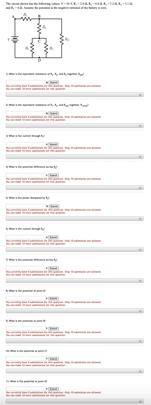 Solved The circuit shown has the following values: V=56 | Chegg.com