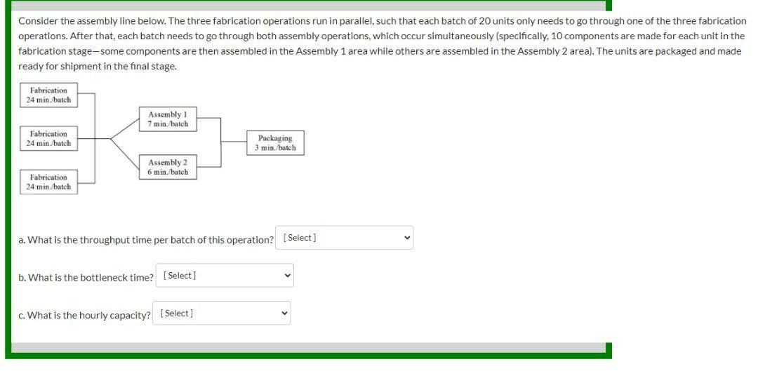 Solved Consider the assembly line below. The three | Chegg.com