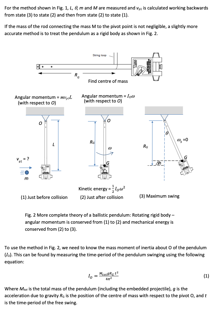Solved The purpose of a ballistic pendulum is to measure the | Chegg.com