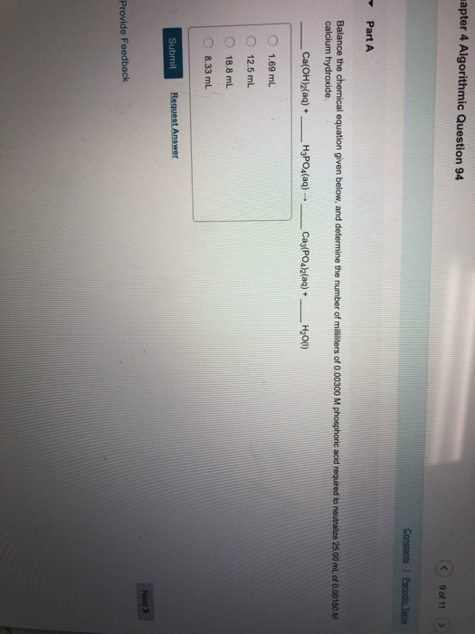 Solved apter 4 Algorithmic Question 94 9 of 11 PartA | Chegg.com