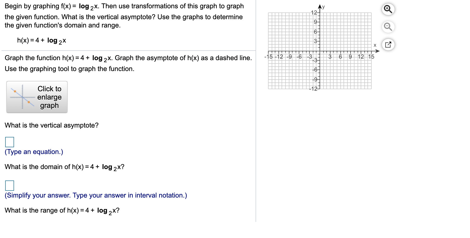 Solved AY 12- Begin by graphing f(x) = log 2x. Then use | Chegg.com