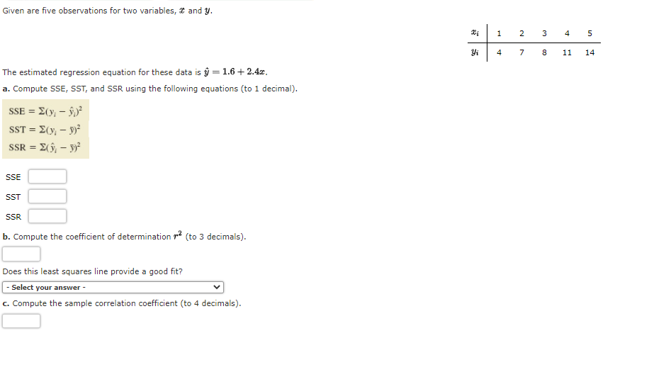solved-given-are-five-observations-for-two-variables-i-and-chegg